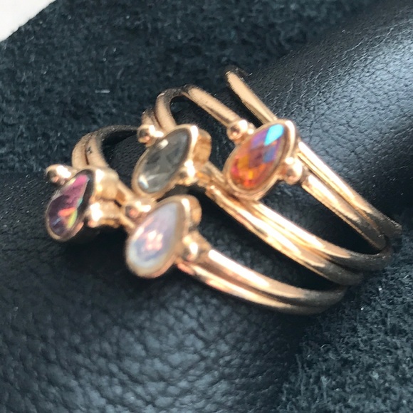 Free People | Jewelry | Nwt Free People Gold Gemstone Stacking Rings ...
